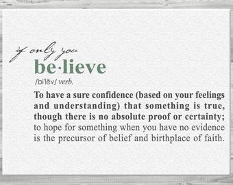 Believe definition | Etsy