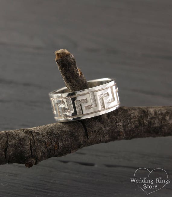 10mm greek wedding band Big silver ring Greek wedding ring