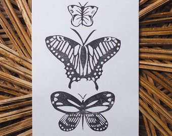 Butterfly linocut | Etsy