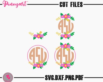 Flower monogram svg | Etsy