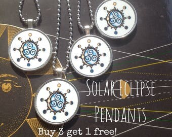 Solar Eclipse Sigil Amulet Mother of Pearl Free Cord By