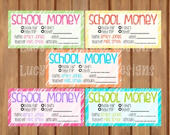 Personalized School Money Printable Stickers School Labels
