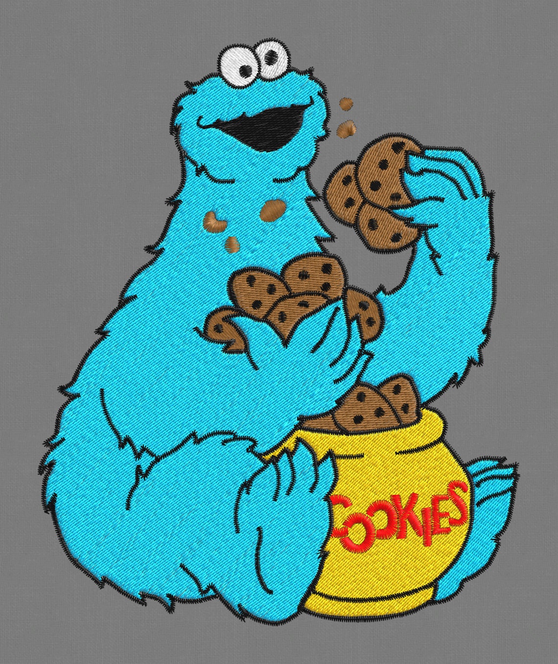 embroidery design Cookie Monster 5x7 pes hus jef
