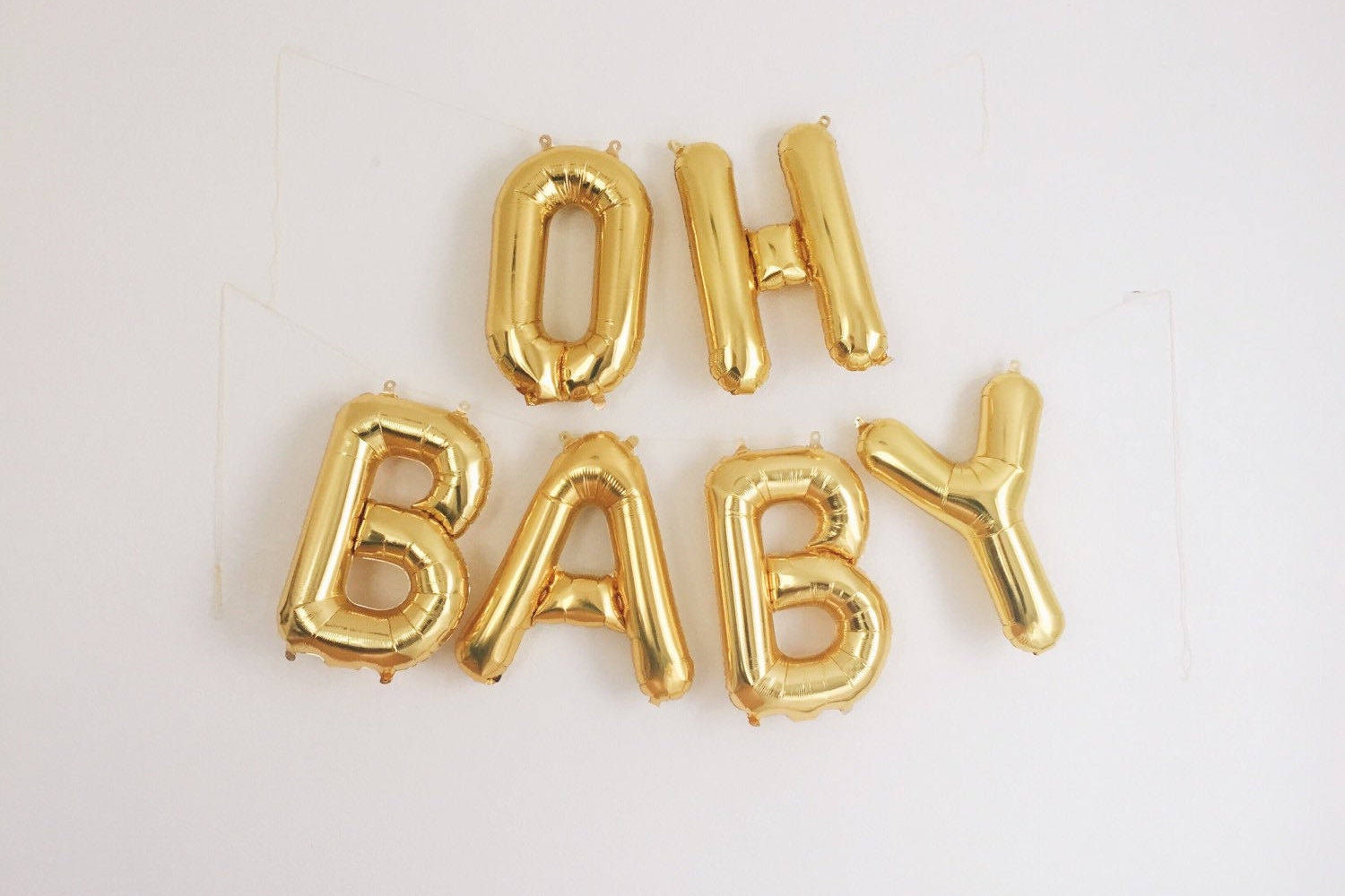 OH BABY balloons gold mylar foil letter balloon banner kit