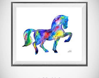Horse watercolor | Etsy