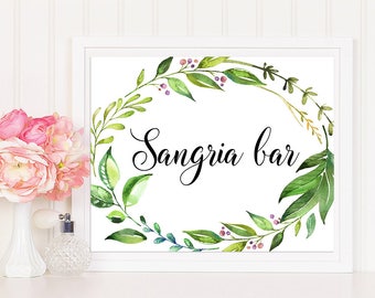 Sangria Bar Sign Printable Sangria Drinks Table Sign Wedding