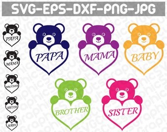 Bear family svg Mama Bear svg Papa Bear svg Baby bear svg png
