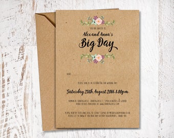 Kraft wedding invite | Etsy