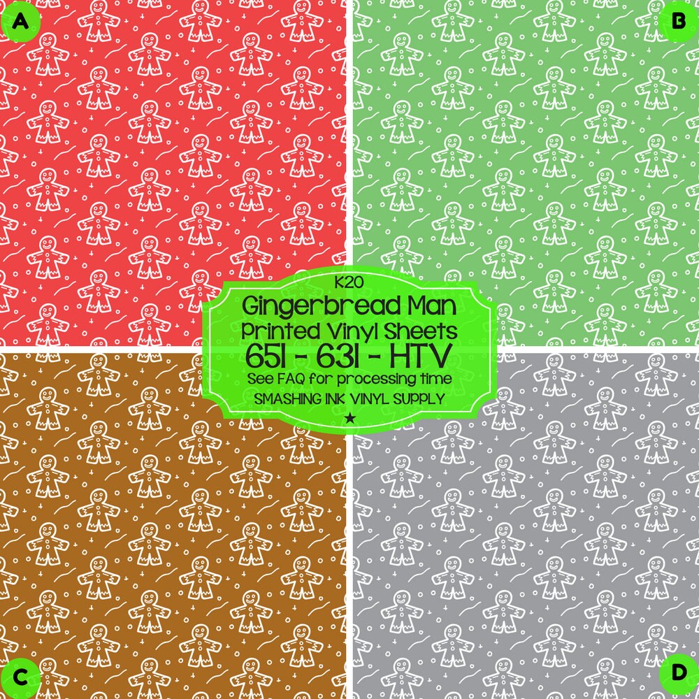 Gingerbread Man Vinyl/Printed Heat Transfer Vinyl/Patterned