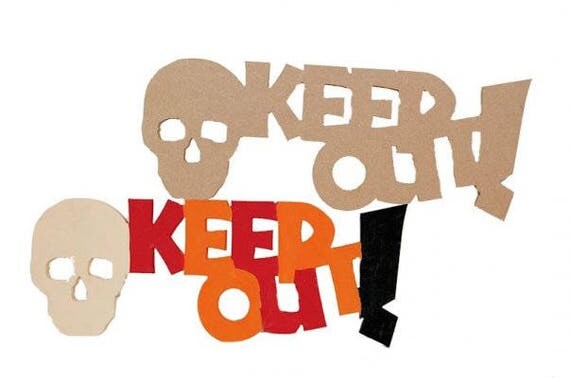 MDF Skull Keep Out Sign Halloween decoration