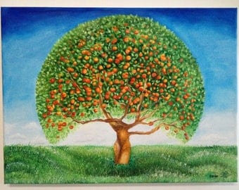 Apple tree painting | Etsy