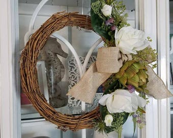 White rose wreath | Etsy