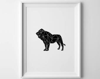 Geometric lion | Etsy