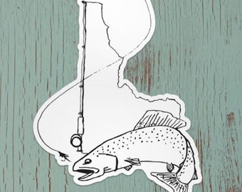 Fly fishing sticker | Etsy