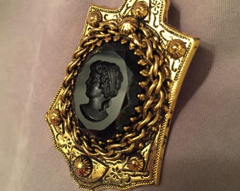 Black cameo brooch | Etsy