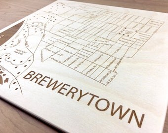 Neighborhood Maps Wood Art Laser Engraved Art by EtchedAtlas