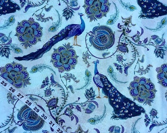 Peacock fabric | Etsy