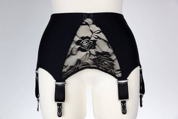 Items Similar To Black Wide Lace Garter Belt Retro Style Suspender Belt