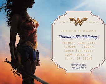 Wonder woman invitations | Etsy