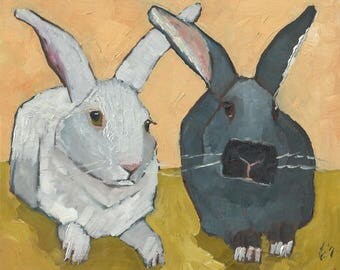 Rabbit oil painting | Etsy