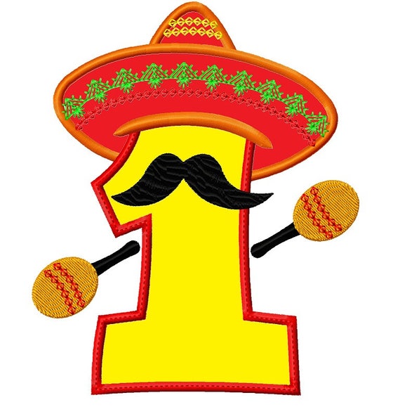 Mexican Fiesta Hat Number One 1 APPLIQUE Embroidery Design