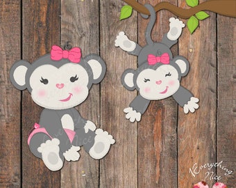 Baby Boy Monkey Clip Art Set