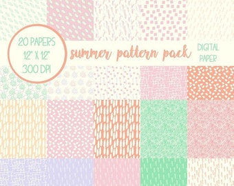 Beach digital paper Digital paper patterns blue green yellow