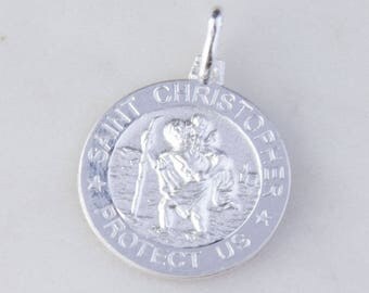 Saint Christopher Charm in Sterling Silver or Gold Filled
