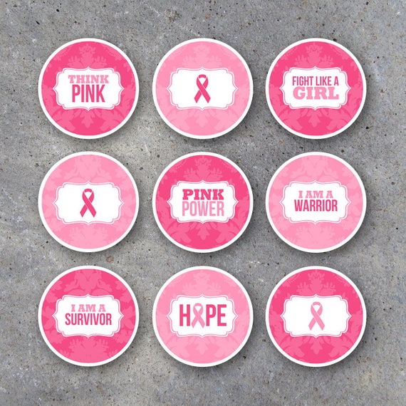 Breast Cancer Awareness Tags & Cupcake Toppers – Printable Pink Ribbon ...