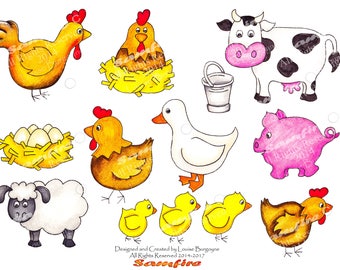 Farm animal clip art | Etsy