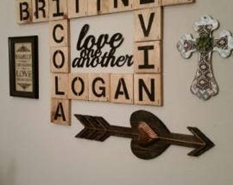 Scrabble Wall Art Home decor Wood squares Large Scrabble