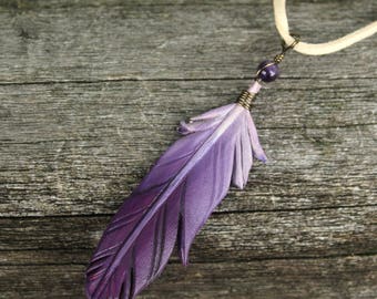 CUSTOM Leather Wings Necklace Bird Wing Pendant with