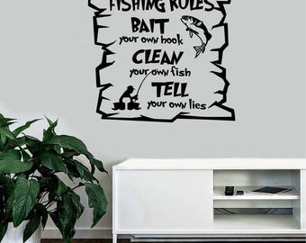 Fishing wall decal | Etsy