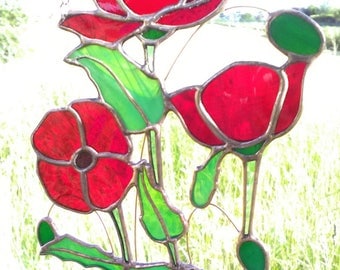 Stained glass poppy | Etsy