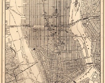 Manhattan map | Etsy