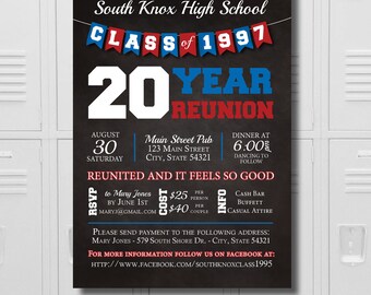 Modern Class Reunion Invitation Reunited and It Feels So
