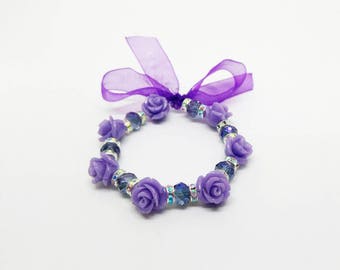 Rose flower bracelet | Etsy