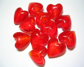 Small Red Glass Hearts