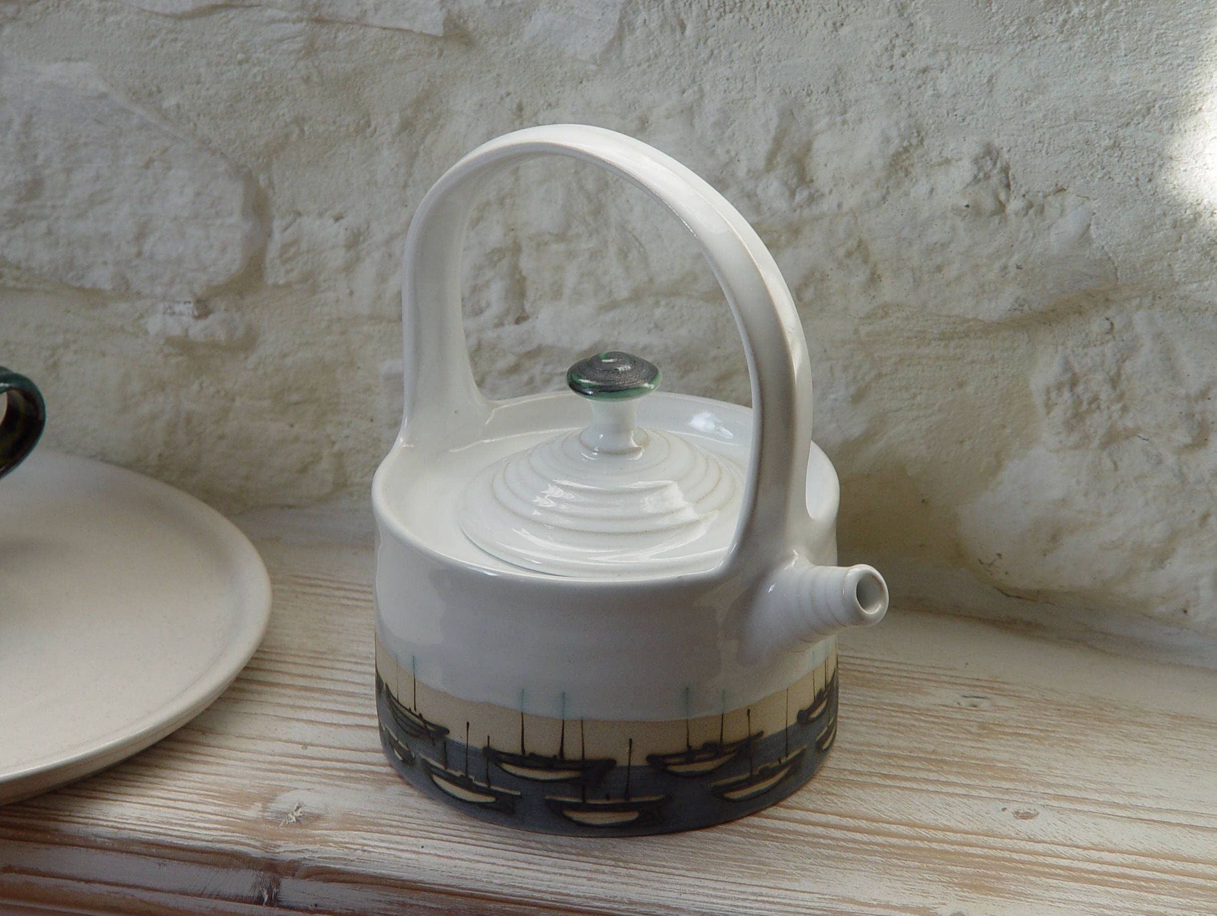 Handmade Stoneware Teapot - Ceramic Tea Pot - Ocean Theme Tea Maker ...