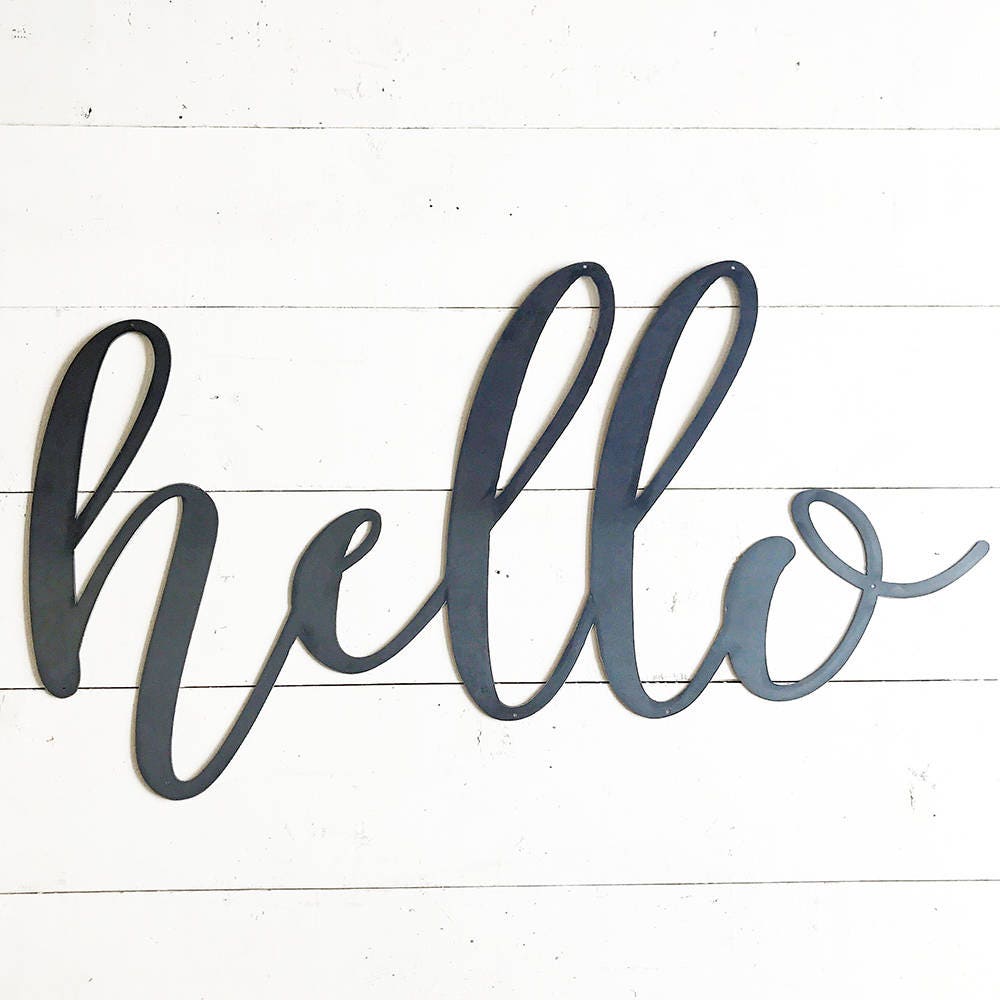 Hello Metal Sign Metal Wall Art Hello Sign Metal Words