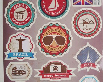 Suitcase stickers | Etsy