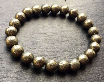 Gold pyrite bracelet | Etsy