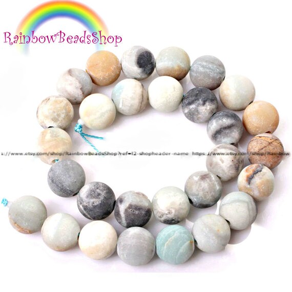 Frosted Matte Blue Amazonite Beads Gemstone Beads Round