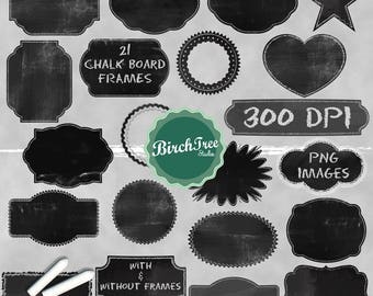 Digital Laurel Wreath Chalk Frames // Chalkboard Clip Art