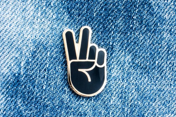 Peace Enamel Lapel Pin // black / gold / hard enamel pin