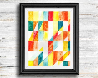 Abstract Geometric Watercolor Painting 8x8 modern