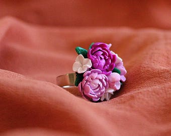 Crystal Flower Ring: Floral Wedding Jewelry Bridal Bouquet