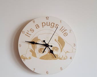 Pug clock | Etsy