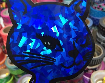Winking Kitty Cat Head Sticker Retro Vintage Vending