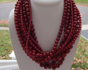 Bold red necklace | Etsy